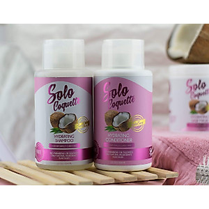 Hydrating Shampoo for Thirsty Curls by SoloCoquette | 100% Vegan, Free from Sulfates, Silicone, Salts. Promote Scalp Health, Hair Growth, and Shine with Virgin Coconut, Cacao and Castor Oils. 12.5floz