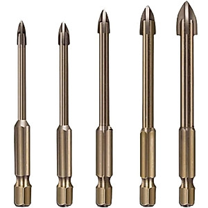 QRTU 5 Pcs Efficient Universal Drilling Tool,Drill Bit Set Thickened High Hardness Accessory Tool,YG6X Alloy Drill Bit Set Drill to the Bottom,Hard Alloy Drill Bits Set for Glass,Plastic,Tile
