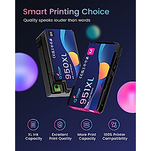 【5-Pack Larger Capacity】 950XL and 951XL Ink cartridges Combo Pack, Replacement for HP 950 951 XL Ink Cartridges Works with OfficeJet Pro 8600 8610 8620 8625 8630 8100 Printer Ink (2BK/1C/1M/1Y)