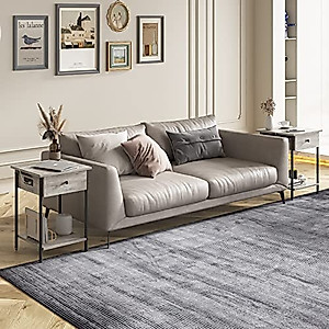 hosote Nightstand with Charging Station, Flip Top End Table with USB Ports and Outlets Farmhouse Night Stand Side Bedside Table with Storage for Bedroom Living Room (Rustic Grey, Set of 2)