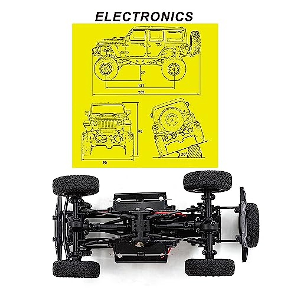 Géneric 1/24 Remote Control Crawler Car, RC Off-Road Truck 2.4GHz 4 Wheel Drive Climbing Car Crawler car RTR Version (Black)