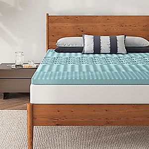 NapQueen 3 Inch 5-Zone Gel Memory Foam Mattress Topper, CertiPUR-US Certified, Twin, Blue