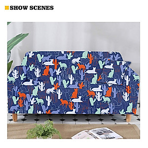 UNICEU Ocean Tropical Fish Dolphin Print Cover for Sofa 1 2 3 4 Seats Stretch Sofa Slipcover Couch Covers Living Room Blue