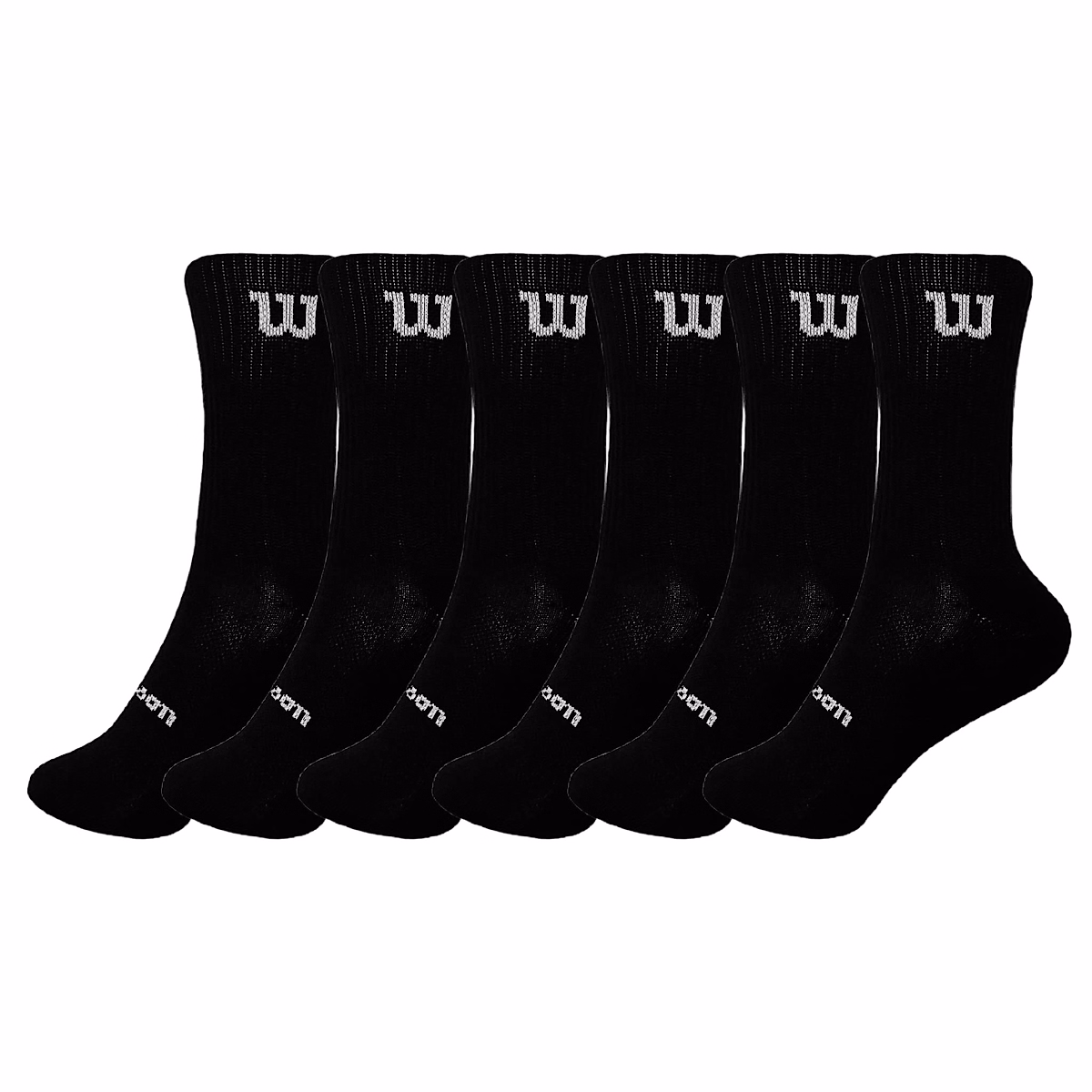 Wilson Men's Athletic Moisture Wicking 5 Pack Crew Socks, Multipack, Black, Shoe Size: 6-12