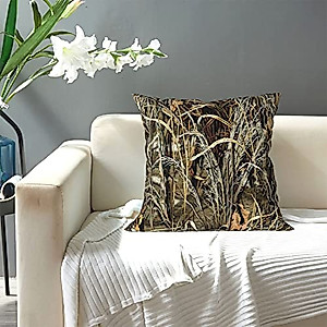 WURTON Camo Yellow & Green Print Throw Pillow Covers, Soft Square Cushion Case,for Sofa, Couch,Bed Chair-18 X 18 Inch