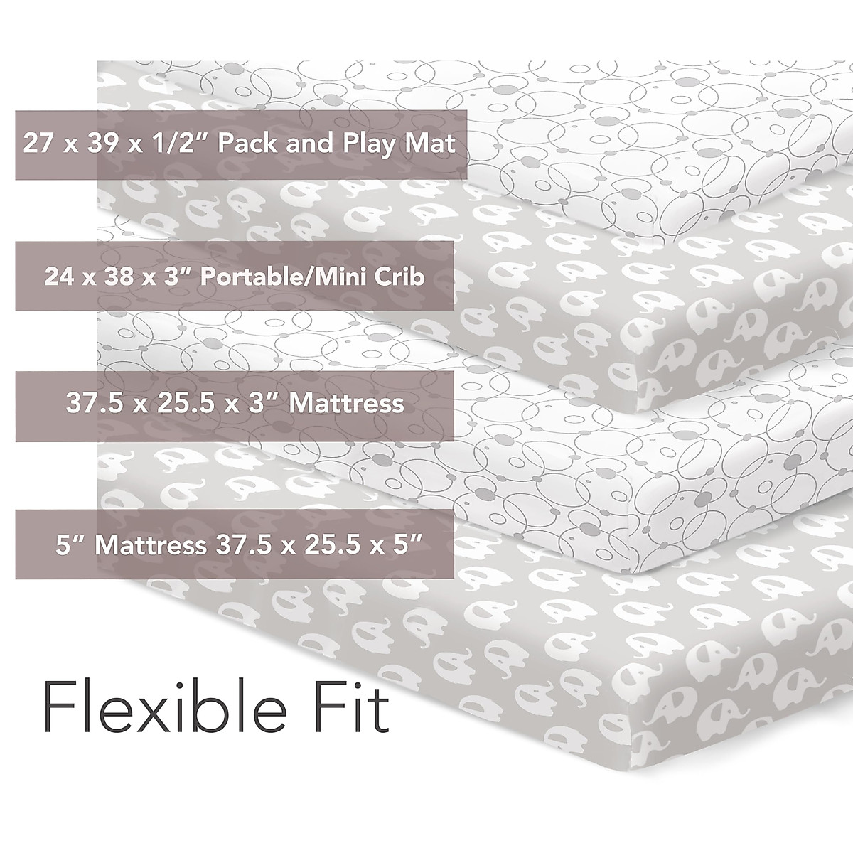 100% Organic Cotton Fitted Sheets for Graco Pack n Play, Babyletto, Pamo Babe, Hiccapop, Dream on Me, Evenflo, Baby Trend, Hygge Hush Portable/Mini Crib/Playards, Beka Bedside Bassinet 2 Pk