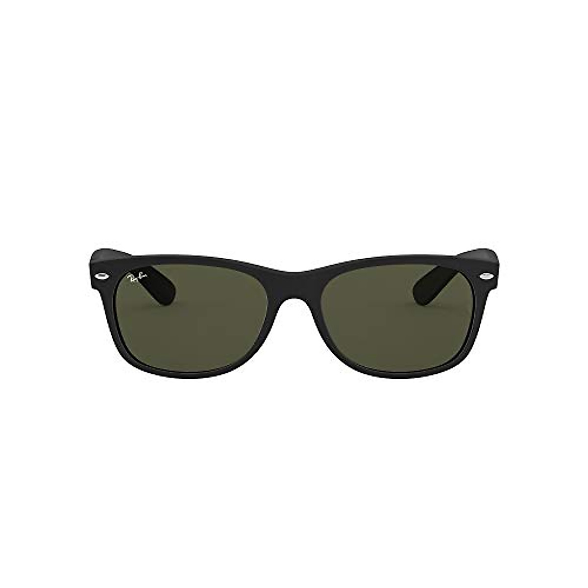 Ray-Ban RB2132 New Wayfarer Square Sunglasses, Rubber Black/G-15 Green, 55 mm