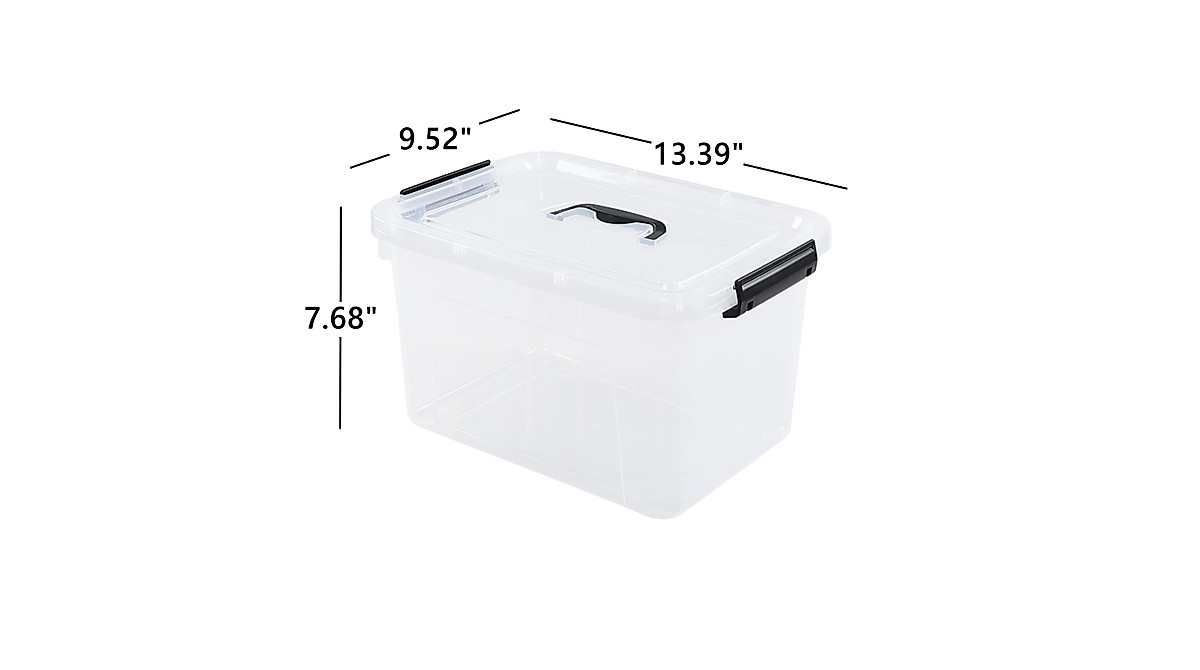 Quickquick 12 Quart Plastic Storage Boxes with Handles - 4 Pack