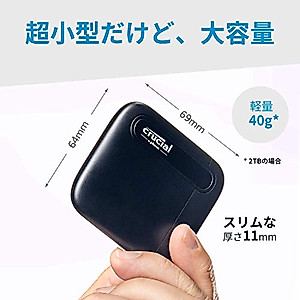 Crucial X6 2TB Portable SSD - Up to 800MB/s - PC and Mac - USB 3.2 USB-C External Solid State Drive - CT2000X6SSD9, Black