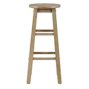 Linon Zeke Grey Wash 29" Barstool with Round Seat