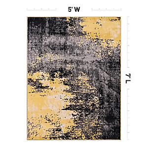 Rugshop Contemporary Abstract Splash Non Shedding Soft Ideal for Living Room,Bedroom,Kitchen Area Rug 5' x 7' Yellow
