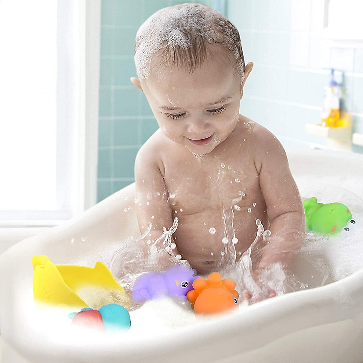 RISUNTOY Bath Toys for Babies, Mold Free Baby Bathtub Toys for Toddlers 1-3,Baby Tubs Water Toys for 1 Year Old,Baby Toys for New Born Infants