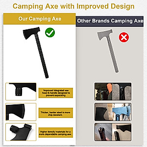Yeacool Camping Hatchet, Survival Axe, with Sharpener, Sheath, Tactical Axe Multitool, for Camping, Hiking, Survival, Hunting and Emergency