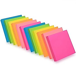 (12 Pack) ZCZN Sticky Notes 3x3 Inches, 1200 Sheets 6 Bright Color Self-Stick Note Pads, Easy to Post for Office, Home, Meeting, School