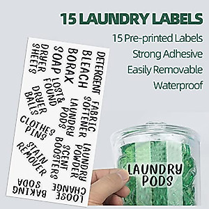 TIDIdea 4 Pack Laundry Room Organization Jars - Laundry Storage Containers with Labels & Scoops Hold Pods, Powder, Scent Booster, Beads, Soap, Detergent - Great Laundry Organizer - Clear Acrylic