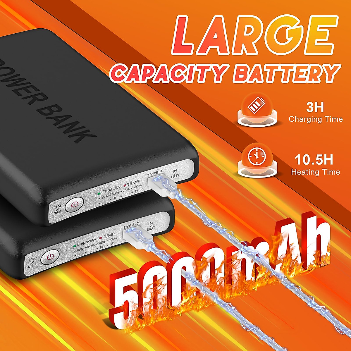 Heated Socks, Electric Heated Socks for Women Men, 4 Heat Settings Rechargeable Heating Socks with 360° Heating, Machine Washable Thermal Electric Socks Unisex Foot Warmer for Hunting Skiing Camping