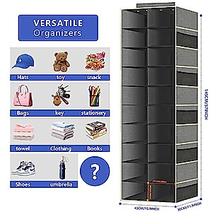 VERONLY 20 Section Hanging Shoe Organizer, Fabric Closet Hanging Shoe Storage Rack with 10 Side Pockets for Shoes, Hats, Handbags, Clothes (Black)