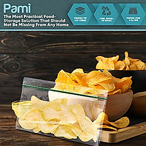 PAMI Zipper Snack Bag [100 Pieces] - Freshness-Lock Small Food Storage Bags With - Food-Safe Zip Plastic Bags For Pretzels, Cookies, Nuts, Fruits - Resealable Snack Baggies For School & Work