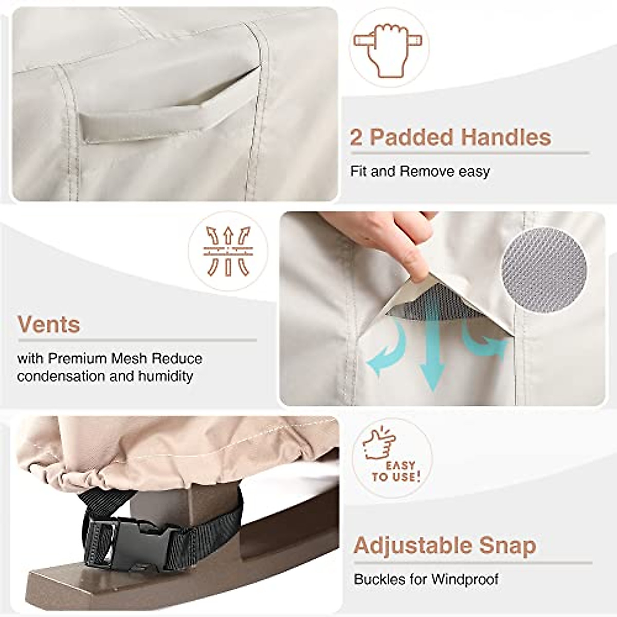 NATURAL EXPRESSIONS Patio Chair Covers, Large Outdoor Chair Covers Waterproof,Anti-UV/Wind,Patio Furniture Covers for High Back Chair,Stacking Chairs,Rocker,Swivel Chair,Deep Seat Chair(30"x 37"x 34")