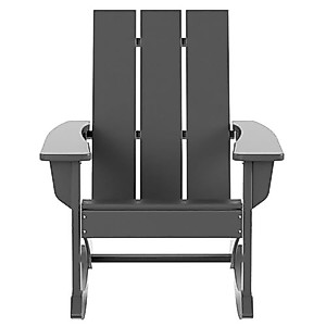 thevepon Rocking Chair Outdoor, All Weather Resistant Patio Rocking Chair, Poly Porch Rocker for Lawn Yard Backyard Garden, Grey