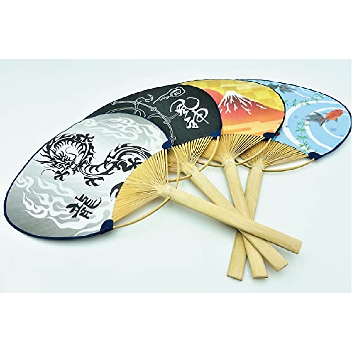 Terra Distribution Japanese Fan [ Designed in Japan ] 4 Pieces Set [ for Decorative Folding Fan/Folding Hand Fan/Chinese Fan/Bamboo Fan/Clack Fan/Rave Fan Lovers ]