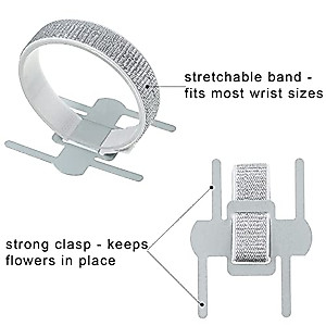 Elastic Wrist Corsage Bands, Elastic Wristlets for Wedding Prom Flowers (24 Pieces)