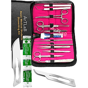 Dissecting German Kit Of 12 Pcs Scissors Forceps Probe Blades Needle Etc Cynamed