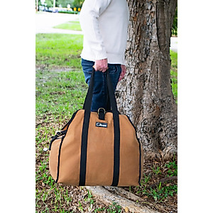 PsinzmkFirewood Carrier Heavy Duty Firewood Holder Utility Tote Log Holder Premium Waxed Canvas Firewood Tote Fireplace Accessories Wood Basket for Fire Logs Canvas Firewood Carrier Log