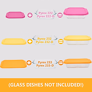 Purekra Silicone Lids for Pyrex 233丨233-D Glass Baking Dish, 1 Pack Silicone Lid for Pyrex 9'' x 13'' Glass Baking Dish, Dishwasher & Freezer & Microwave Safe (Baking Dish Not included)