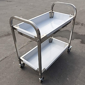 YGCBL Multifunction Serving Portable Hand Trucks,Cart Service Outdoor Restaurant Steel Handle Pushbar Steel Nail Reinforcement Heavy Gauge Stainless Steel, 3 Sizes,Kitchen,Gray,85X45X90Cm