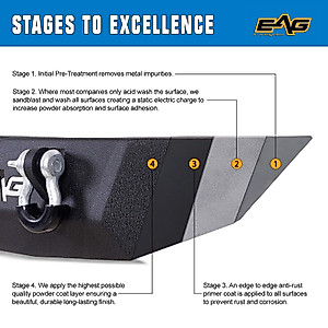 EAG 2007-2018 Jeep Wrangler JK Rock Crawler Rear Bumper with Hitch Receiver D-ring Shackle