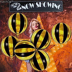 Big, 22 Inch Black and Gold Balloons - Pack of 6, Black and Gold Party Decorations | 360 Degree 4D Sphere Round Gold Black Metallic Balloons for Disco Party Decorations | Hollywood Party Decorations