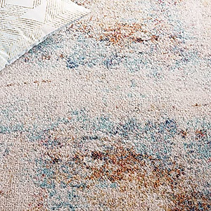Safavieh Phoenix Collection 8' x 10' Aqua/Gold Rose PHX506J Modern Contemporary Abstract Non-Shedding Area Rug