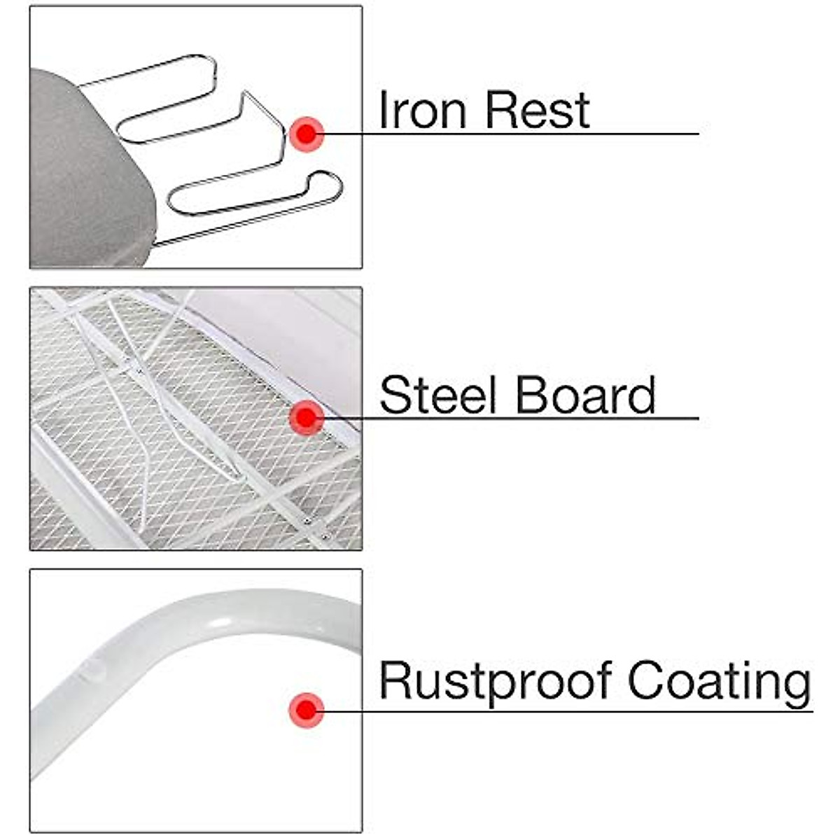 STORAGE MANIAC Tabletop Ironing Board with Iron Rest, All-Iron Frame & Silver Metallic Cover for Faster Ironing - Silver Grey