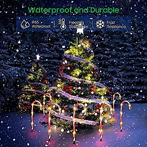 Christmas Candy Cane Lights,Christmas Decoration， Waterproof Solar Powered Garden Light， 5Pcs Lamp Christmas Lawn Candy Cane String Lights， Home for Outdoor Garden Decor