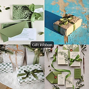 2 inch Light Olive Ribbon Satin Double Face Ribbons for Gift Wrapping Party Decoration Floral Arrangement Silk Ribbon for Wedding Decor Ribbon Light Olive Solid Ribbon Roll 2 in x 25 Yards