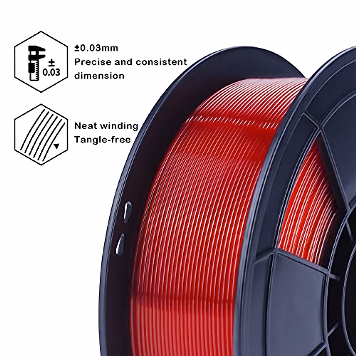 ZIRO PLA Translucent Filament 1.75mm,3D Printer Filament PLA PRO Translucent Series 1.75 1KG(2.2lbs), Dimensional Accuracy +/- 0.03mm,Translucent Red