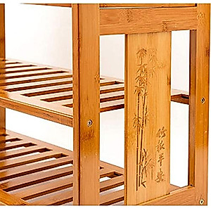 llibnn 2-Tier Bamboo Shoe Bench Holder with Seat Cushion Heavy Duty Shoe Storage Organizer with Drawer for Closet Entryway Hallway (Size : 70cm) (Size : 70cm)