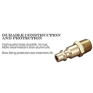 T TANYA HARDWARE Air Hose Fittings And Air Coupler Plug, Air Compressor Quick-Connect MNPT Male Plug Kit (Industrial Type D, 1/4-Inch NPT Male Thread, Solid Brass, 2 Piece)