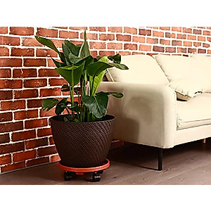 3 Pakcs Large Plant Caddy with Wheels 15.8" Rolling Plant Stands Heavy-duty Plastic Plant Roller Base Pot Movers Plant Saucer on Wheels Indoor Outdoor Plant Dolly with Casters Planter Tray Coaster Red