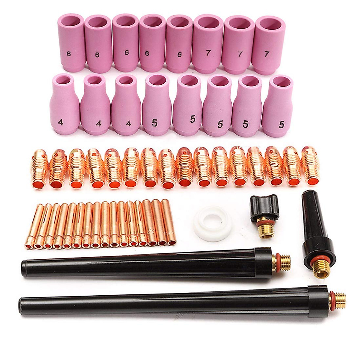 Alffun 53pcs TIG Collets Bodies Alumina Cup Assorted Size Fit SR WP 9 20 25 TIG Welding Torch