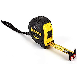 12 Foot Measuring Tape Measure by Kutir - Easy to Read Both Side Dual Ruler, Retractable, Heavy Duty, Magnetic Hook, Metric, Inches and Imperial Measurement, Shock Absorbent Rubber Case