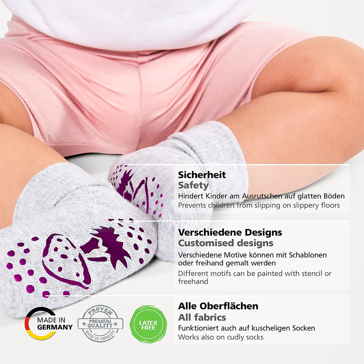 Viva Decor Sock Stop Non Slip Transparent Liquid 2,77 fl oz,ABS Anti Skid Fabric - Liquid Anti-Slip for Socks - Made in Germany