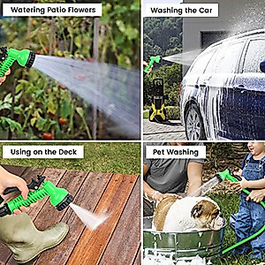 Expandable Garden Hose Water Pipe: Flexible Water Hose with 7 Function Hose Nozzle, Multi-functional Magic Hoses for Gardening, 50 FT