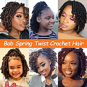 8 Packs Short Bob Spring Twist Crochet Hair 6Inch Pretwisted Passion Twist Hair Pre Looped Crochet Braids Hair for Black Women (6 Inch, 1B#)