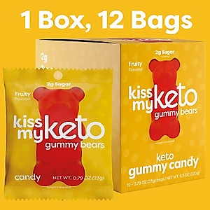 Kiss My Keto Gummies Candy – Low Carb Candy Gummy Bears, Keto Snack Pack – Healthy Candy Gummys – Sugar Free Gummy Bears, Keto Gummy Bear Candy – Keto Gummy Bears (12-pack)