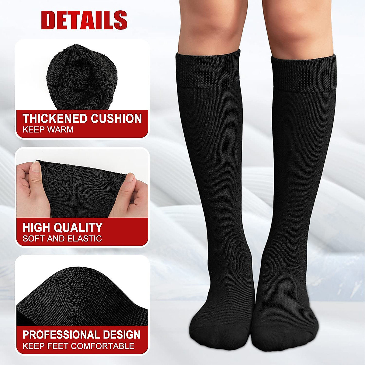 we fleece Warm Knee High Socks for Women-Thermal Cotton Socks for Hiking,Work,Winter,Gifts(One Size, 5Pack Black/Grey/Brown/Beige/Black)