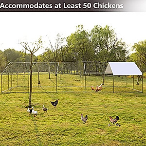 JOVNO Large Metal Chicken Coop Cage Walk-in Enclosure Poultry Hen Run House Playpen Exercise Pen Outdoor Yard Poultry Pet Hutch with Weather Proof Cover (29.5 x 9.9 x 6.57 FT)