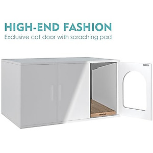 Amunrbrek Cat Litter Box Enclosure Furniture as End Side Table, Stackable Litter Box Furniture with Front-entry Cat Door (White)