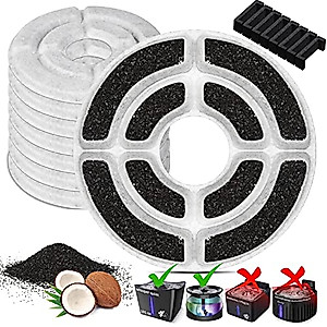 【More Activated Carbon】8 Pack Replacement Filters for Kastty 3L Cat Water Fountain, Food Grade Water Fountain Filter for Kastty and other Cat Water Dispensers, Made of Activated Carbon and PP Cotton